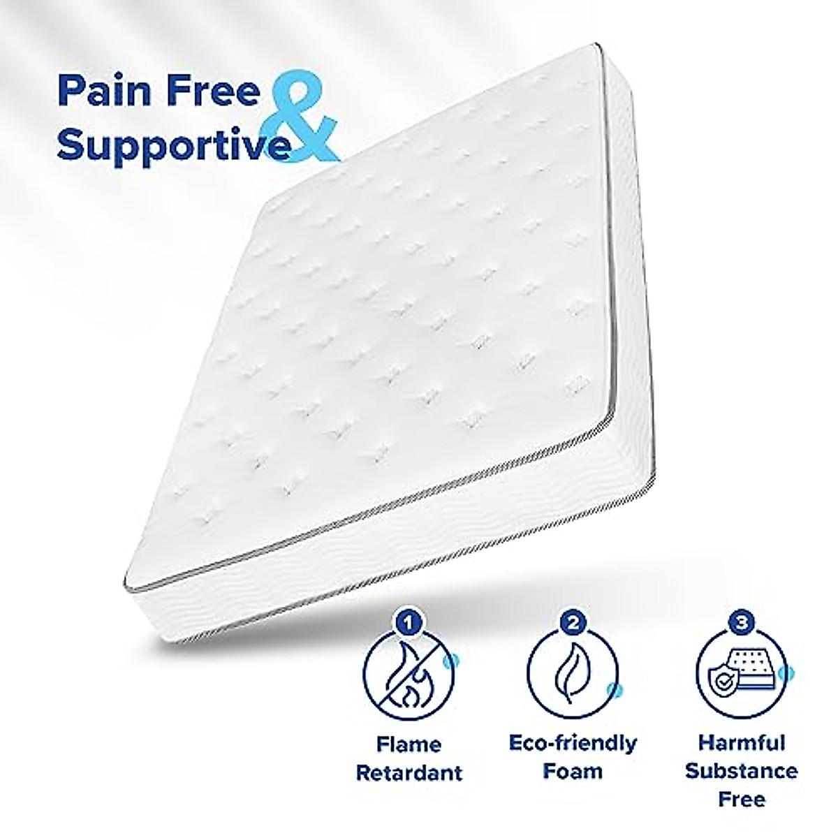 Olee Sleep King Mattress, 10 Inch Plush Cloud Hybrid Mattress, Gel Infused Memory Foam, Pocket Spring for Support and Pressure Relief, CertiPUR-US Certified, Bed-in-a-Box, Soft, King Size