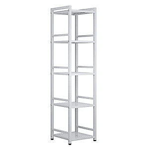 villertech 5 Tier Metal Storage Shelving Units Bathroom Standing Shelves Narrow Storage Rack Shelf for Kitchen Living Room Office Laundry Pantry White