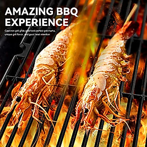 GGC 19 1/4 Inch Grill Grate Replacement for Charmglow BBQ Grillware Nexgrill Weber Jenn-Air Others, 2 PCS Porcelain Coated Cast Iron Cooking Grid (12 3/8" x 19 1/4" for Each)