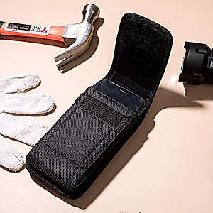 PiTau Holster for iPhone SE, iPhone 8, 7, 6s, 6 Cell Phone Belt Holder Case with Belt Clip, Belt Loop Carrying Pouch Cover (Fits iPhone SE, 8 7 with Otterbox, Battery Case on) Black Medium Size