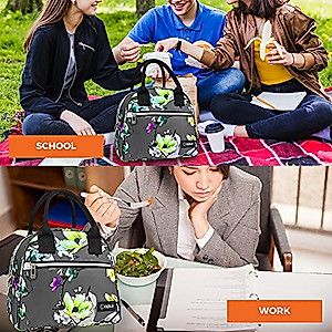OPUX Insulated Lunch Box Women, Lunch Bag Tote Girls Kids Teen Adult, Cute Soft Lunch Cooler Container Work School, Reusable Thermal Food Meal Prep Organizer Lunch Pail Travel Beach, Floral Gray