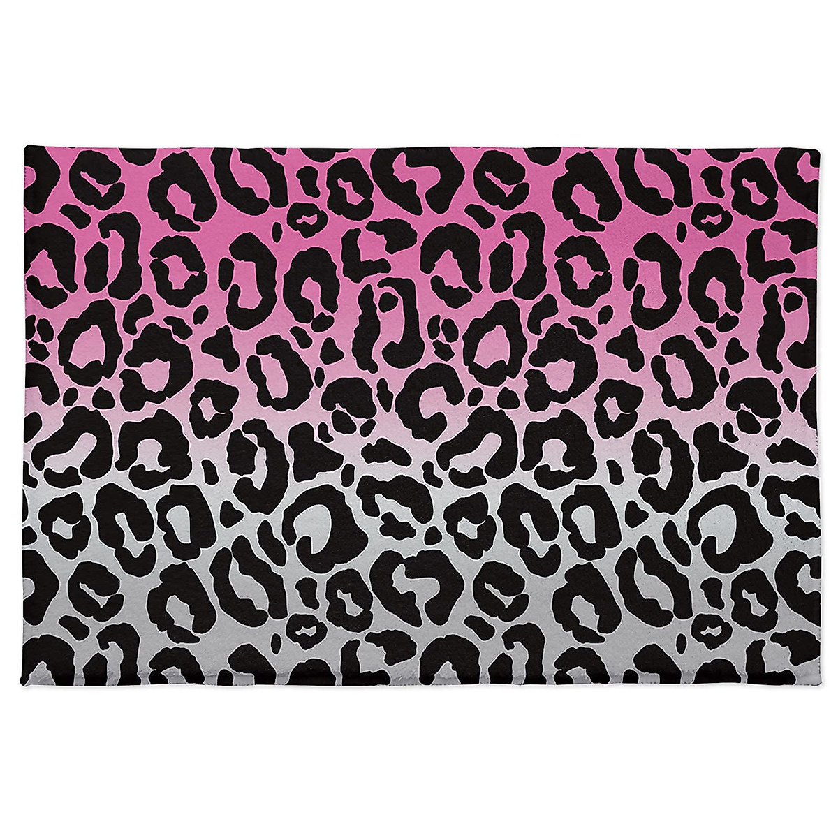 Door mat Floor Door Mats gy Carpet Black Leopard Animal Skin Texture,Non Slip Soft Bath Rug Pink Gradient Back,Fuzzy Area Cushion for Kitchen/Bedroom/Bathroom/Living Room 18x30in