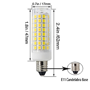yjyuan E11 LED, All-New (102LEDs) E11 Led Bulbs, 8W, 75W 100W Halogen Bulbs Replacement,850 lumens, JD T3T4 E11 Mini Candelabra Base 110V 120V 130 Voltage Input, CRI>80, Pack of 4 (Daylight 6000K)