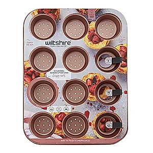 Wiltshire Rose Gold 12 Cup Mini Quiche and Pastry Pan, PFOA PTFE Free, Perforated Sheet Bakeware, Traybake Baking Tin, Non-Stick Coating, Robust Baking Tray, Rectangular, 35x26x2.8cm
