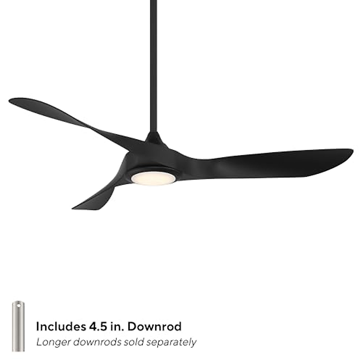 WAC Smart Fans Swirl Indoor and Outdoor 3-Blade Smart Home Ceiling Fan 54in Matte Black with 3000K LED Light Kit and Remote Control works with Alexa and iOS or Android App