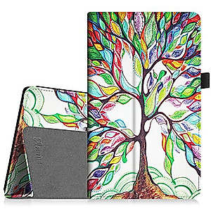 Fintie Folio Case for Amazon Fire HD 8 Tablet (7th/8th Generation, 2017/2018 Release) - Slim Fit Premium Vegan Leather Standing Protective Cover, Love Tree