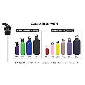 Straw Lid Compatible for Hydro Flask Standard Mouth, Simple Modern Ascent Lid with Straw. Replacement Cap Multi-Compatible with 1.91" Mouth 18 oz, 21 oz, 24 oz Insulated Water Bottle Flip Top (A-1 PC)