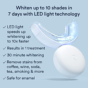 Auraglow Teeth Whitening Kit, LED Accelerator Light, 35% Carbamide Peroxide Teeth Whitening Gel, 20+ Whitening Treatments, 5mL Whitening Gel Syringes, Whiten Teeth Faster