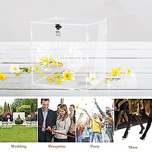 Wedding Card Box Acrylic Clear Card Boxes with Lock Gift Card Box Money Box Holder for Wedding Reception Anniversary Birthday Graduation Decorations