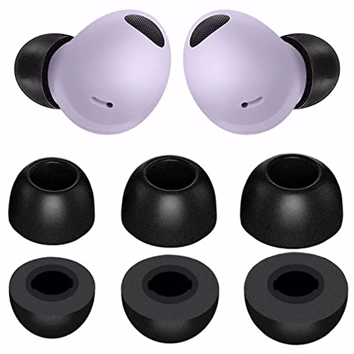 Memory Form Galaxy Buds 2 Pro Ear Tips, S/M/L 3 Size Replacement Reduce Noise Anti-Slip Fit in Case Premium Earbuds Gel Compatible with Beats Studio Buds/Galaxy Buds Pro/Galaxy Buds 2 Pro - Black