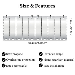 Patio Heater Reflector Shield,(10 Panels) Propane Patio Heaters Heat Deflector Replacement Parts,Enegy Saving,Windshield,Heat Focusing