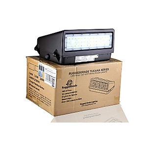 RuggedGrade 40 Watt LED Wall Pack Light - Tucana II Series Full Cut Off - 5,200 Lumens- 5000K - with Photocell Dusk to Dawn Sensor - Dark Sky Compliant
