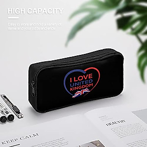 I Love United Kingdom Pencil Case Pencil Pouch Coin Pouch Cosmetic Bag Office Stationery Organizer