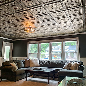 A La Maison Ceilings R47 Romanesque Wreath Foam Glue-up Ceiling Tile (21.6 sq. ft./Case), Pack of 8, Antique Bronze