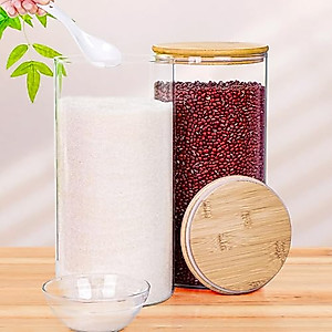 GTJ Large Glass Food Storage Containers with Lids, Glass Canisters 180oz [Set of 2], 1.4 Gallon Glass Jars with Bamboo Lids, Flour Sugar Containers, Airtight Storage Containers for the Kitchen