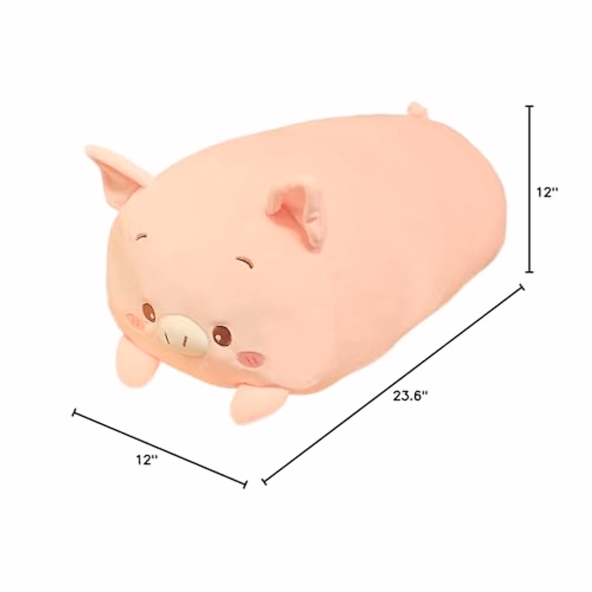 ELAINREN Giant Fluffy Pig Plush Body Pillow Soft Pink Pig Stuffed Animal Toy Cuddle Pigglet Plushie Cushion Decor Gifts for Xmas/23.6''