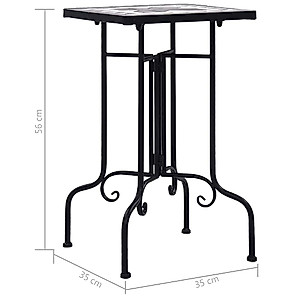QZZCED Plant Display Tbale,Outdoor Mosaic Side Table with Ceramic Table Top,Outdoor Accent Table, Outdoor Patio Furniture,Indoor End Table for Patio Garden,Mosaic Side Table (Black and White) Ceramic