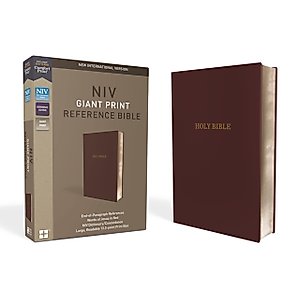 NIV, Reference Bible, Giant Print, Leather-Look, Burgundy, Red Letter, Comfort Print