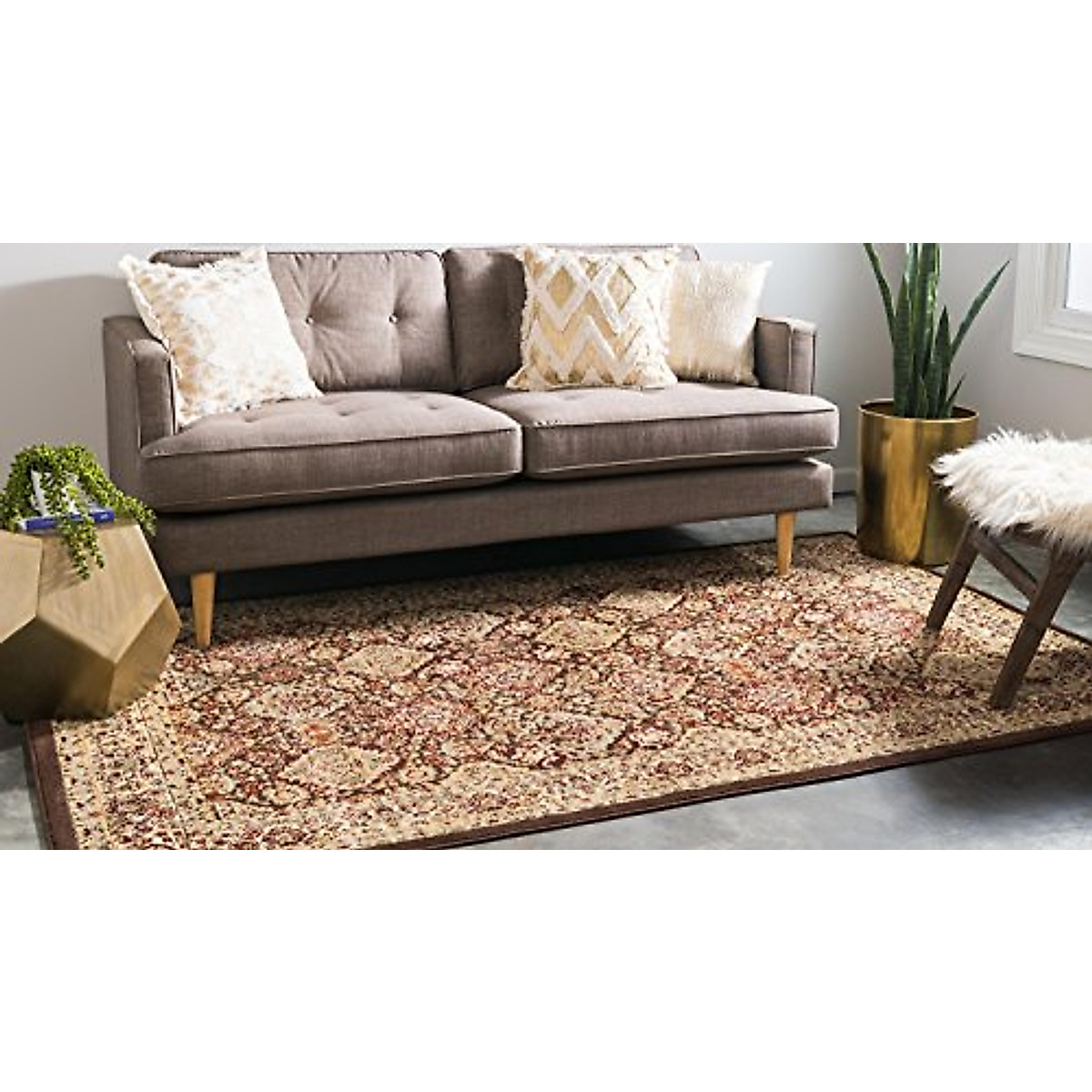 Unique Loom Voyage Collection Traditional Oriental Classic Intricate Design Area Rug, 3' 3" x 5' 3" Rectangle, Brown/Cream