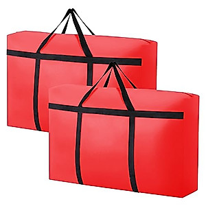 CIVJET 2 Pack Moving Bags Heavy Duty Extra Large with Strong Zippers, Storage Totes Bag with Handles for College Students, Moving Supplies & Boxes for Clothes, Storage Containers for Camping (Red)