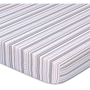The Peanutshell Fitted Pack n Play, Playard, Mini Crib Sheets for Baby Boys or Girls | 2 Pack Set | Grey Elephant and Stripes
