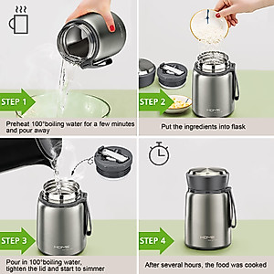 2 Pack Insulated Food Jar Thermos For Hot Food For Adults Kids(18oz,27oz), Lunch Box Stainless Steel Vacuum Soup Thermos Container Flask Keep Hot Cold With Spoon