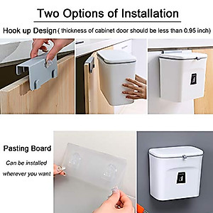 Tiyafuro 1.8 Gallon Kitchen Compost Bin for Countertop or Under Sink, Hanging Small Trash Can with Lid for Cabinet Door, Mountable Garbage Can for Bathroom, Odorless Compost Bucket White