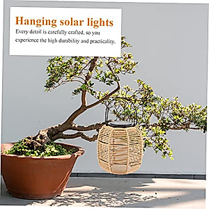 LABRIMP Landscape Light for Lawn Table Hanging LED Rattan Wedding Lights Decoration Handle with Patio Lantern Yard Garden Yellow Solar Lamp Outdoor