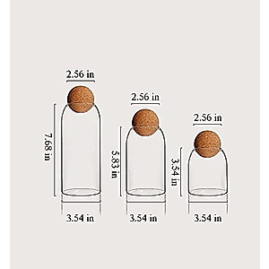ZCSMTZ 3 Piece Set Glass Storage Jar, Sealed Storage Tank With Spherical Oak Plug,High Borosilicate Glass,Used In Kitchen Storage Room,Used For Flour,Sugar,Coffee,Biscuits,Candy,Glass Storage Jars