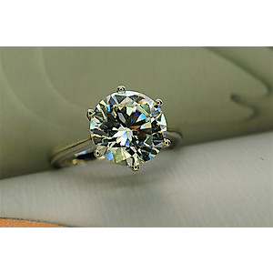 TenFit Jewelry Elegant 4ct Round Cushion Cut Solitaire Halo Diamond Wedding Engagement Ring, Size:6