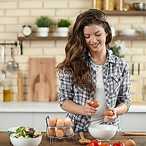 Stackable Egg Steamer Rack, BiaoGan Egg Cooking Rack with Heat Resistant Silicone Handles Compatible with Instant Pot Accessories 6,8 Quart, 14 Eggs Multipurpose Steamer Rack Trivet