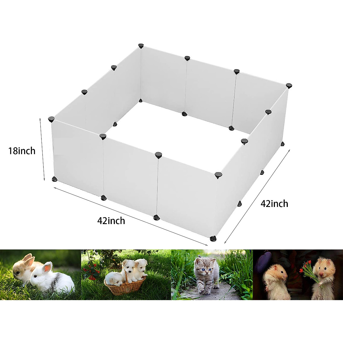 YAHUNI Pet Playpen for Puppy - Plastic Yard Fence Tent for Small Animals,Rabbits Puppy Kennel Cage,Portable Large Space with Transparent White 12 Panels