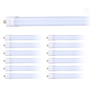 TRLIFE 8FT LED Tube Light, T8 8FT LED Bulbs 45W 5000K Daylight White FA8 Base LED Tube Lights, Fluorescent Light Bulbs Replacement, Frosted Cover, 5400Lumens, Dual-End Powered (12Pack)