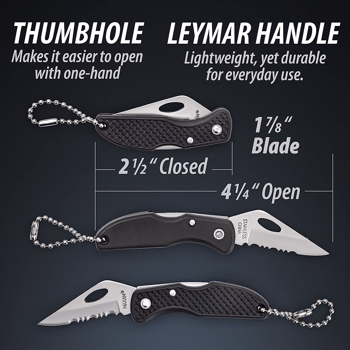 Maxam Falcon IV Lockback EDC Serrated Stainless Steel Knife, Small Folding Knife, Blade Length 1 7/8 Inch