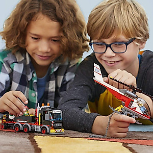 EGO City Heavy Cargo Transport 60183 Toy Truck Building Kit with Trailer, Toy Helicopter and Construction Minifigures for Creative Play (310 Pieces)