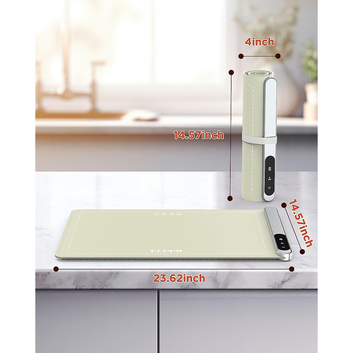FEPPO Food Warming Mat, Upgrade High-tech Graphene Heating Film, Fast Full Surface Electric Warming Tray with 6 Level Adjustable Temperature and 6 Hours Timer, Roll Up Food Warmers for Parties Buffet