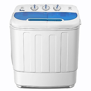 Winado Portable Washing Machine 15LBS, Compact Mini Washer Machine & Dryer Combo, Built-in Gravity Drain, Small Twin Tub Washer with Spin Cycle for College Rooms, Apartments, Dorms, RV