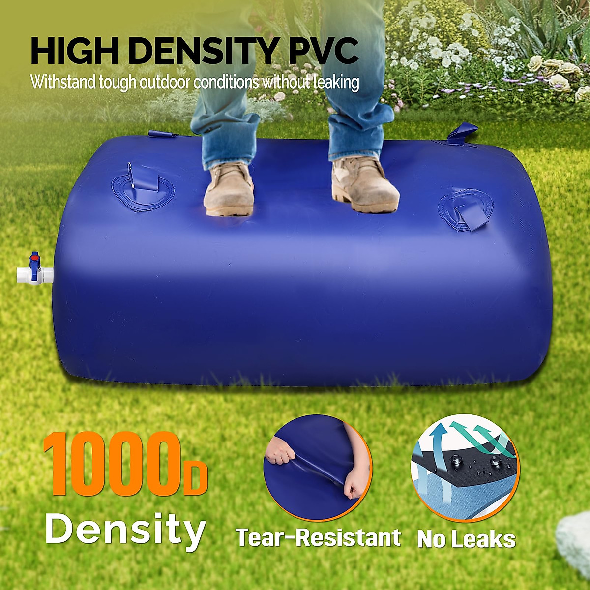 VINGLI 400L/100 Gallon Water Tank, Foldable Portable Water Bob, Large Capacity Soft Water Bladder Storage Containers，Water Bag, for Emergency Water, RV Camping, Garden