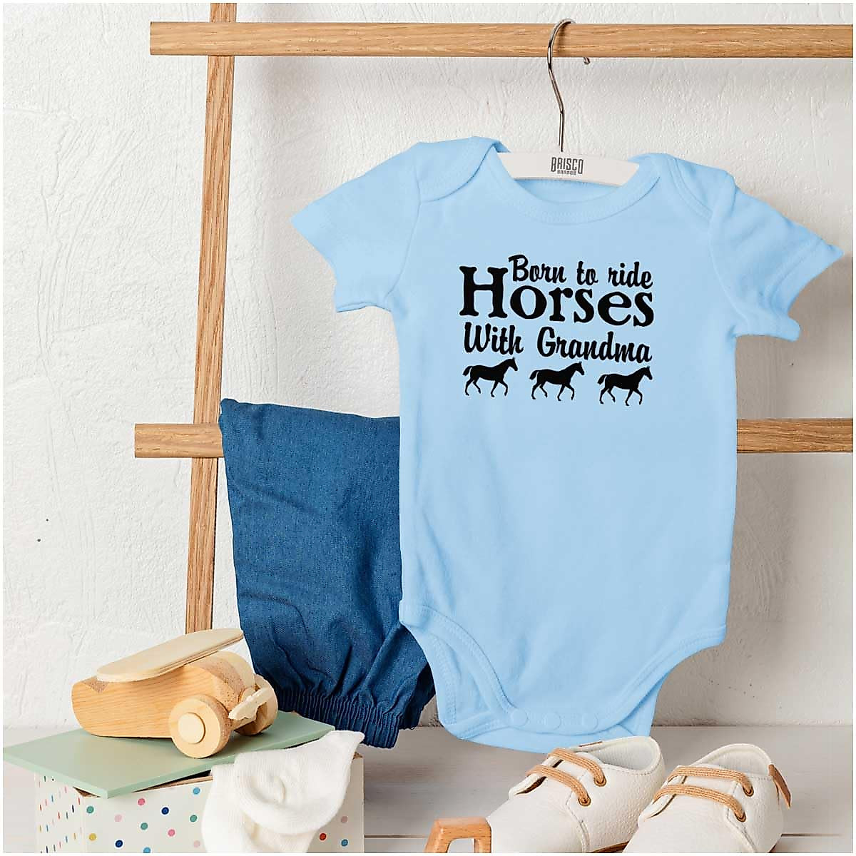 Born To Ride Horses With Grandma Baby Romper Boys or Girls