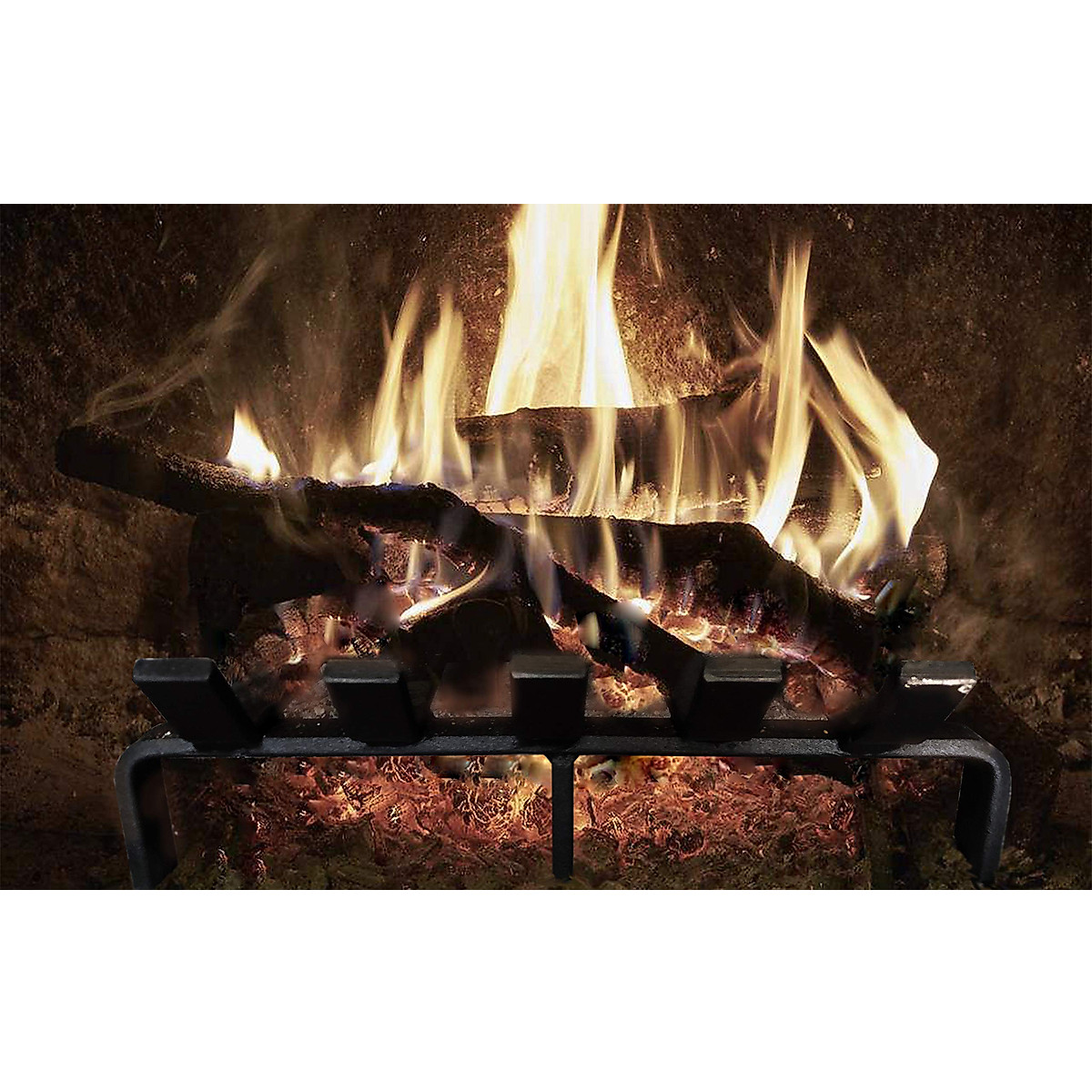 Hi-Flame Log Grate Heavy Duty Solid Steel Burning Fireplace Wood Stove Firewood Holder, 13 INCH, 13 x 10 x 4 Inch Matt Black