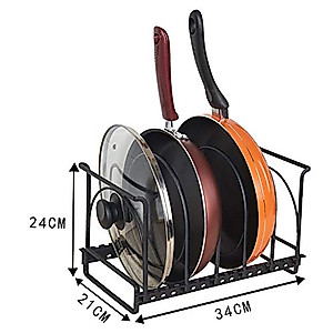 XJJZS Metal Pan Pot Lid Organizer Adjustable Dish Rack Drainer Cutting Board Holder Cookware Stand Holder for Cabinet Storage