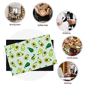 Green Cute Avocado Placemats Set of 6,Table Placemats Outdoor Indoor Placemats Rectangle,Washable Place Mats for Dining Kitchen Table Decor,Picnic Placemat Table Mat Kitchen Decor 12 X 18 in