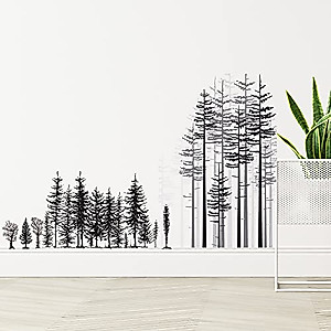 3 Sheets Mountain Forest Bear Wall Decals Stickers Pine Tree Wall Decals Woodland Trees Wall Stickers Deer Forest Decals for Kids Nursery Bedroom Living Room Decor, 11.8 x 35.4 Inches (Bear)