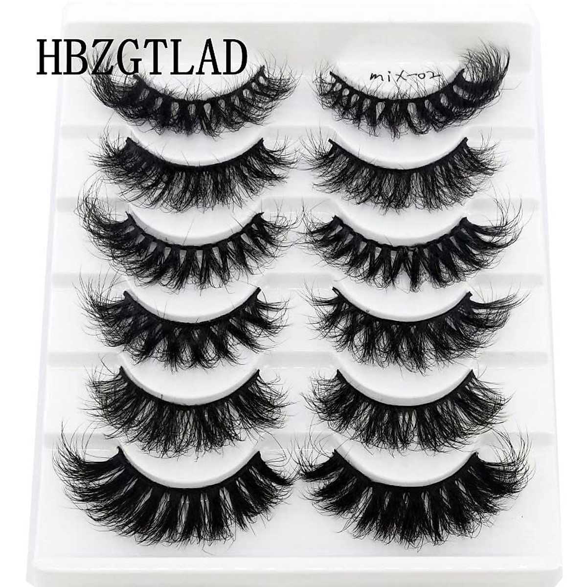 HBZGTLAD 6 Pairs False Eyelashes Cat-Eye Fluffy Faux Mink Lashes 8D Wispy Lashes Pack Dramatic Long Thick Volume Eyelashes (Mix-02)