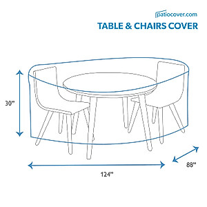 Patio Extra Large Waterproof Round Oval Table & Chair Cover - Outdoor Patio Table Chair Combo Washable - Heavy Duty Furniture 124x88x30 Inch Combo Cover