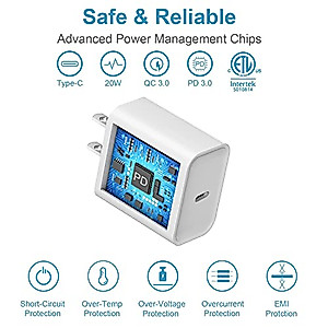 3Pack 20W USB C Charger Block PD 3.0 Type C Wall Charging Power Adapter Charging for iPhone 15/14/13/12/11/X/XS Pro Max S23/S21/S20 Android Phone