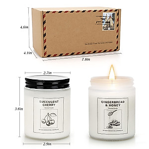Gingerbread and Black Cherry Scented Candles Set, 2 Pack 7.2 oz Soy Candles for Home Scented, Aromatherapy Candle Set with Strongly Fragrance, Gifts for Women, Mom, Valentines Day Gifts