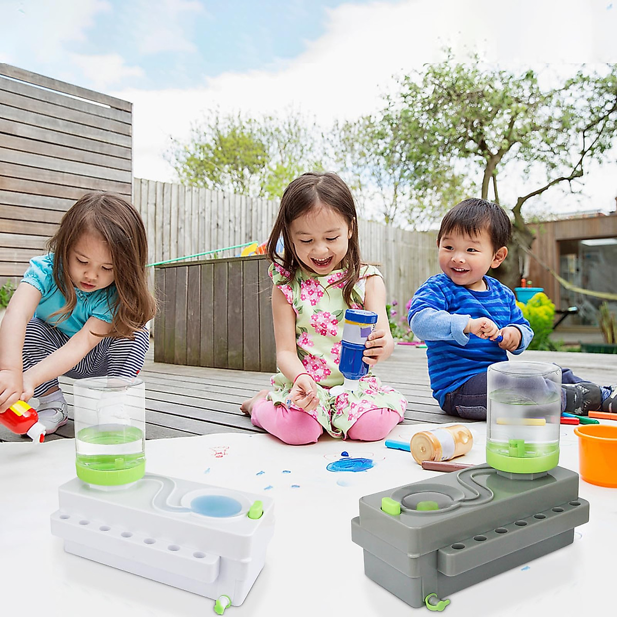 Paint Brush Cleaner Upgrade Painting Supplies, Painting Station with Drain, Strengthen Water Recycling Brush Rinser, Paint Brush Cleaner Tool for Acrylic, Watercolor and Water-Based Paints, Grey