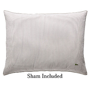 Lacoste Anglet Cotton Reversible Duvet Cover & Sham Set, 104" W x 96" L King, Ivory/White