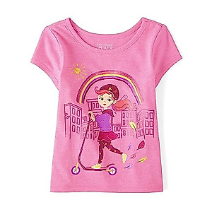 The Children's Place Baby-Girls And Toddler Girls Short Sleeve Graphic T-shirt Pink Scooter 5T